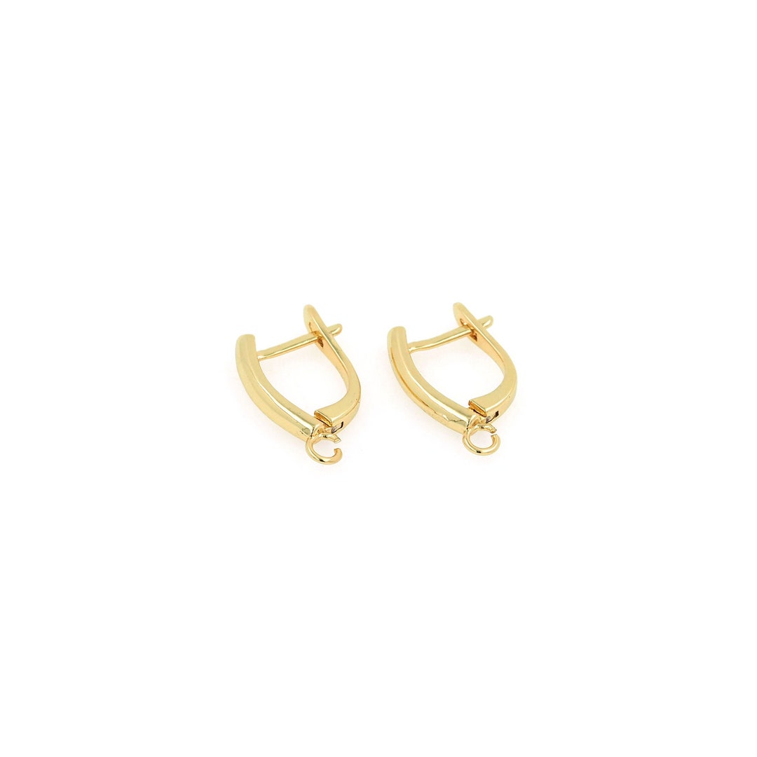15.5x18.5x1.7mm,18k Gold Filled U-shaped Earrings, Micropaved Zircon ...