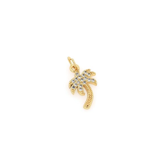 20x10x1.8mm18k Gold Filled Coconut Tree Pendant Micropaved - Etsy