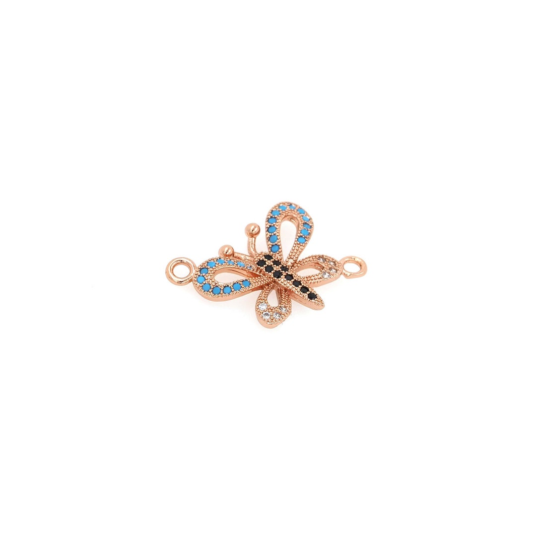 16.5x24.5x2.5mm Micropavé CZ Butterfly Connector, Insect Connector ...