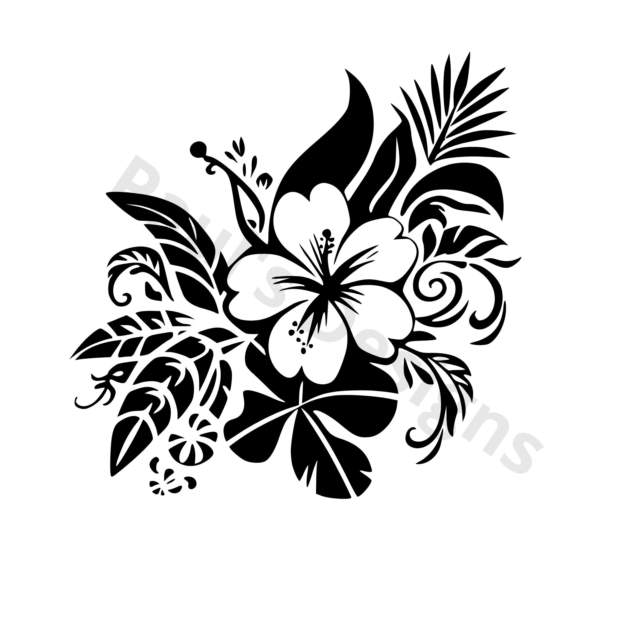 Hawaiian Flower Scene SVG, Tropical Oasis: Hawaiian Flower Garden SVG ...