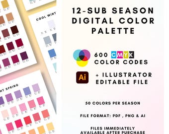 12 Seasonal Color Palette CMYK + Editable Adobe Illustrator File | 600 ...