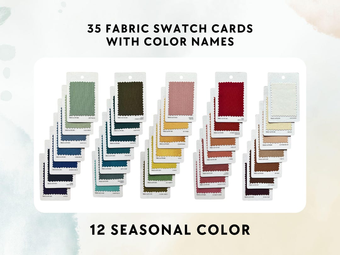 Seasonal Color Fabric Swatch Cards • 35 Cloth Swatches With Names ...