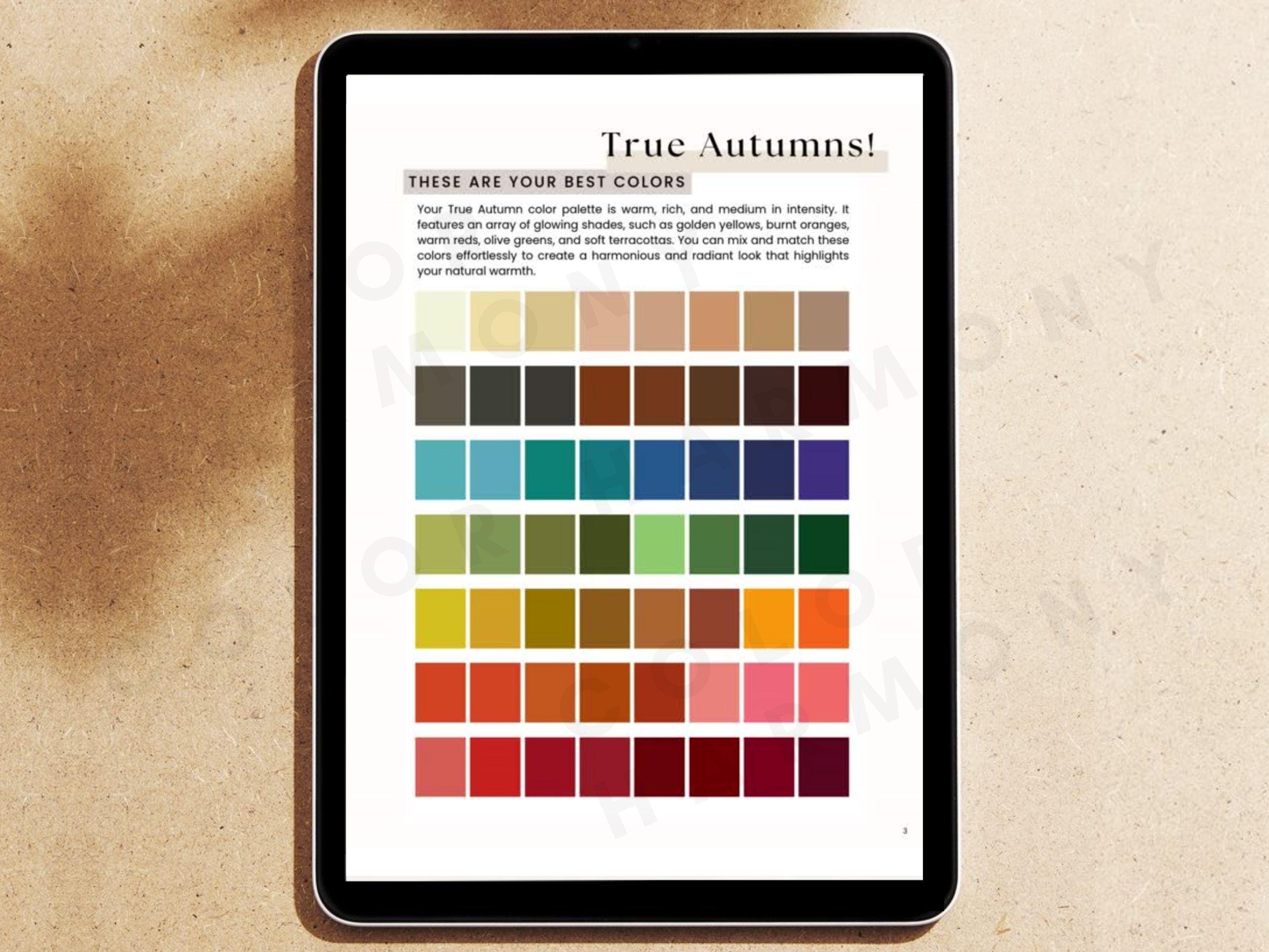 True (warm) Autumn Guide | 12 Seasonal Analysis Kit & Personal Color ...
