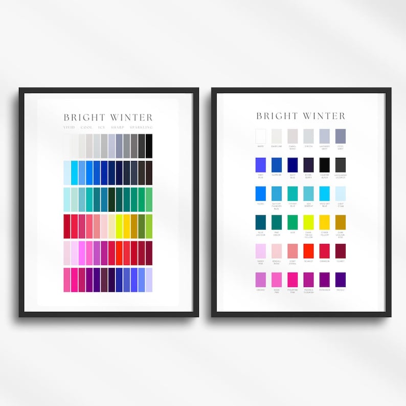 Bright Winter Printed Physical Poster | 12 Seasonal Colors Palette ...