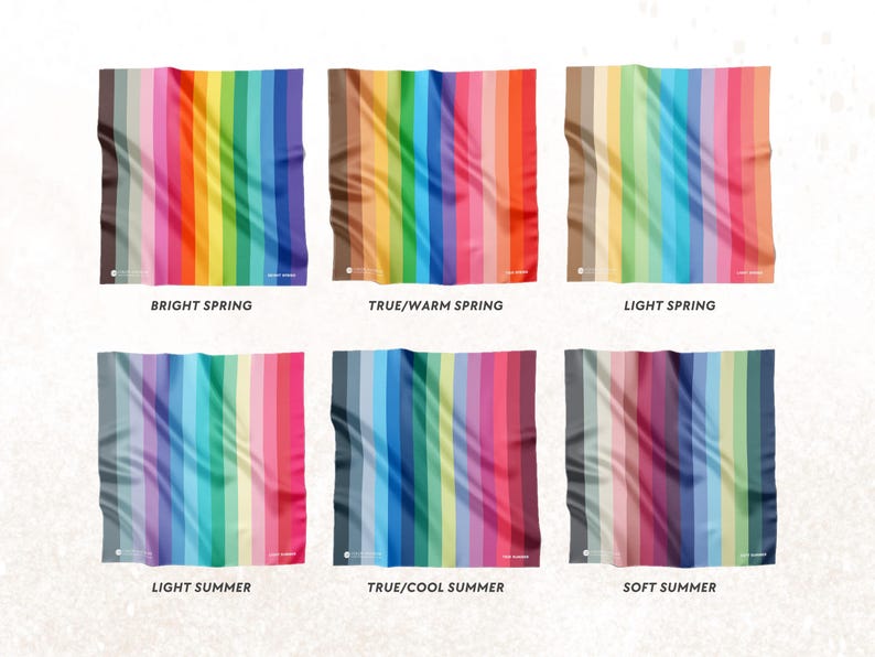 Individual Seasonal Color Analysis Drapes | Sub-seasons Labeled Draping ...