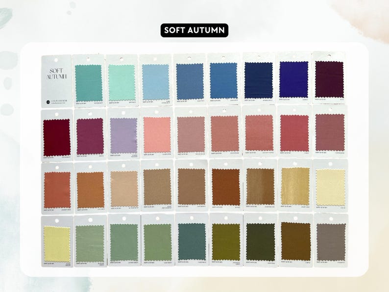 Seasonal Color Fabric Swatch Cards • 35 Cloth Swatches With Names ...