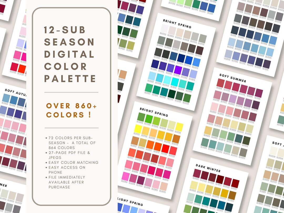 12 Seasonal Color Palette | 864 Colors With HEX & RGB Codes | Personal ...