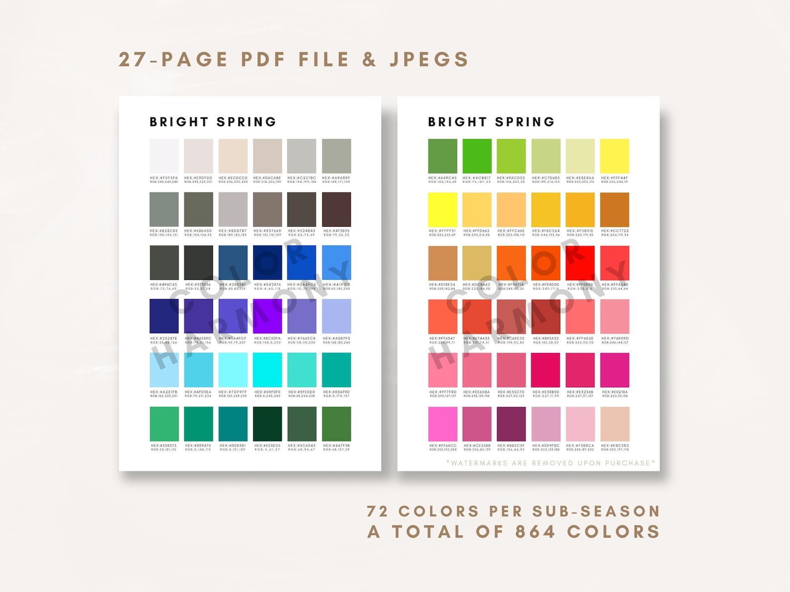 12 Seasonal Color Palette | 864 Colors With HEX & RGB Codes | Personal ...