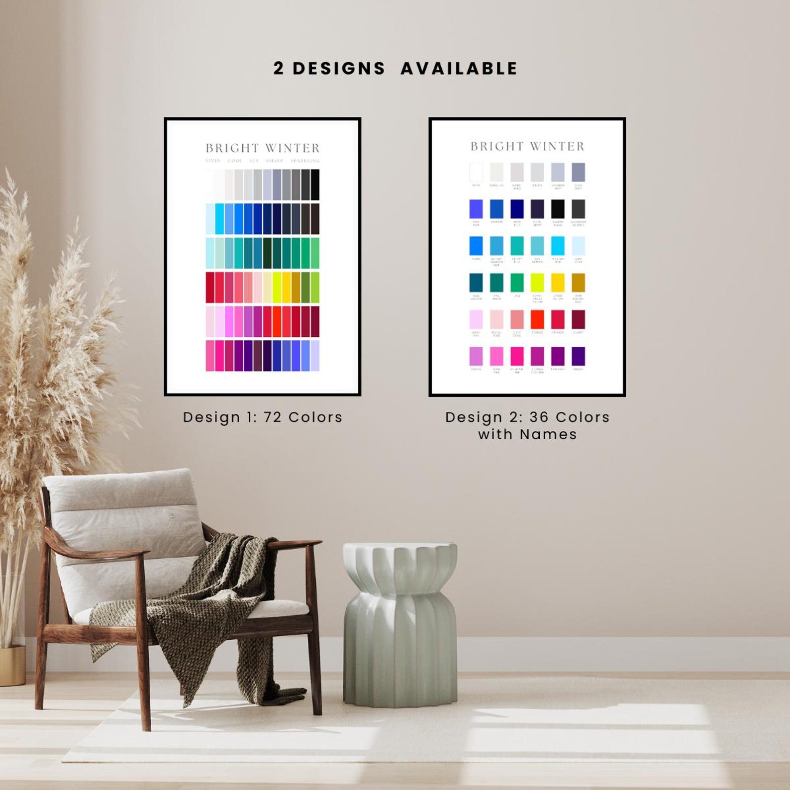 Bright Winter Printed Physical Poster | 12 Seasonal Colors Palette ...