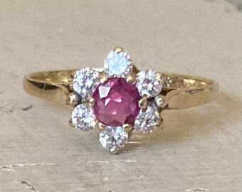 Ruby Flower Ring | Etsy