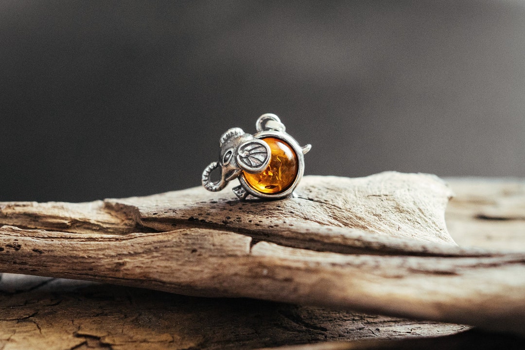 Lucky Elephant Pendant. 925 Silver and Natural Baltic Amber. Good Luck ...