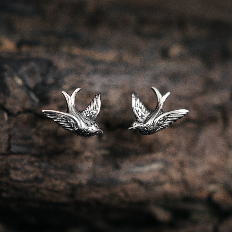 Silver Bird Earrings - Etsy