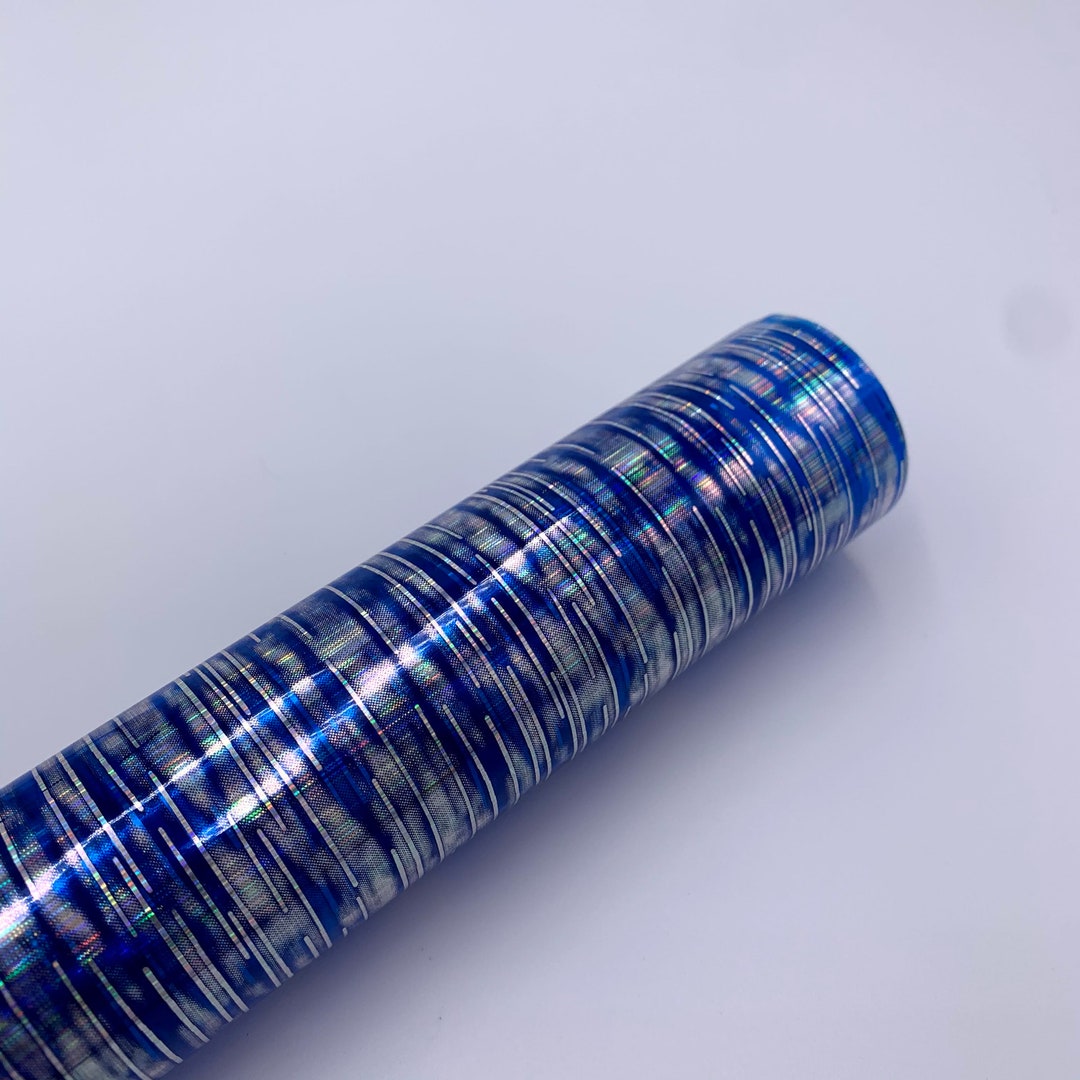Blue, PVC Vinyl Transparent, Holographic Print, Sheets for DIY Bows ...