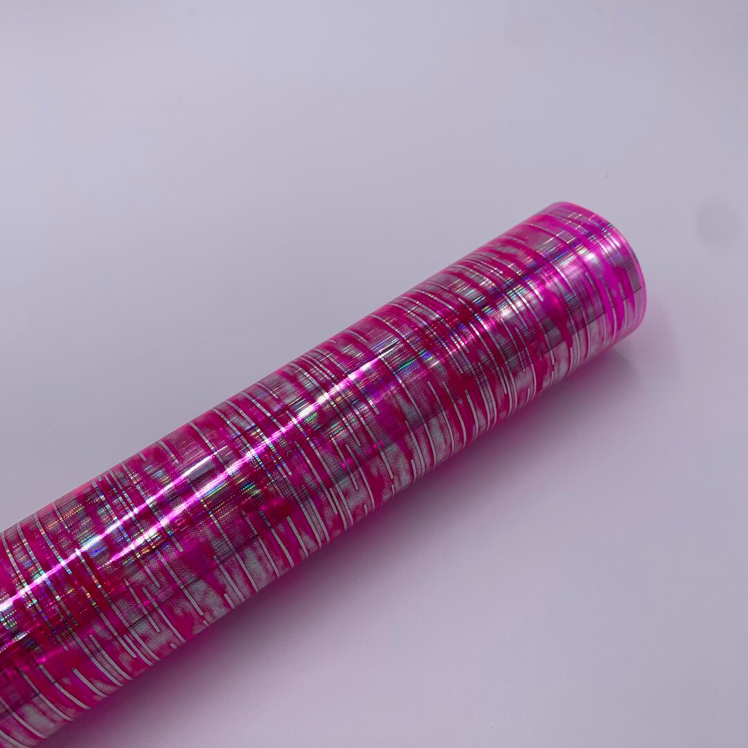 Hot Pink, PVC Vinyl Transparent, Holographic Print, Sheets for DIY Bows ...