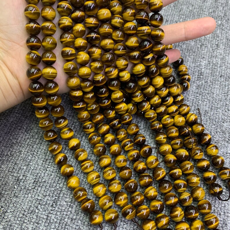 Natural Yellow Tiger Eye Beads 6mm 8mm 10mm Gemstone Loose Beads Yellow ...