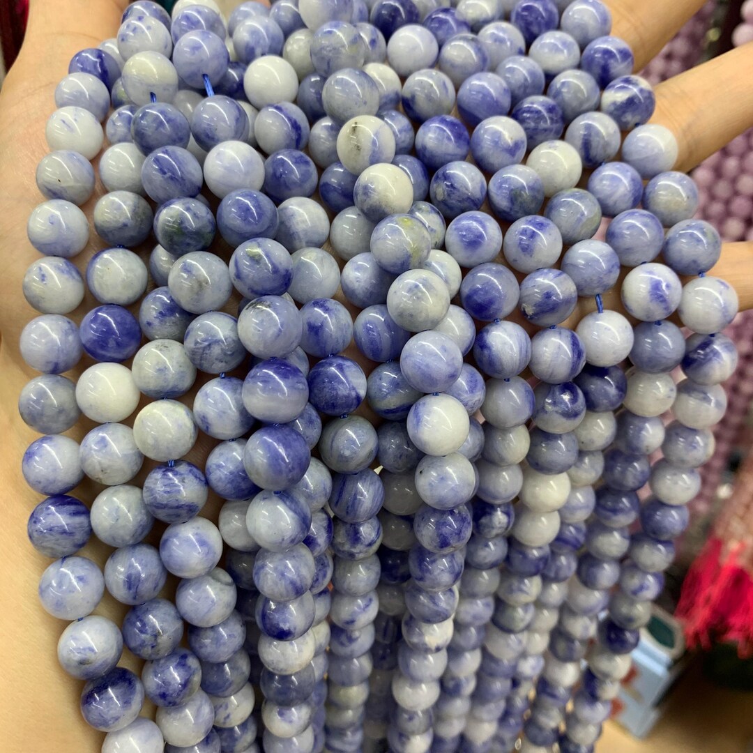 Natural Blue Ceramic Round Beads, Blue and White Porcelain Beads 10mm ...