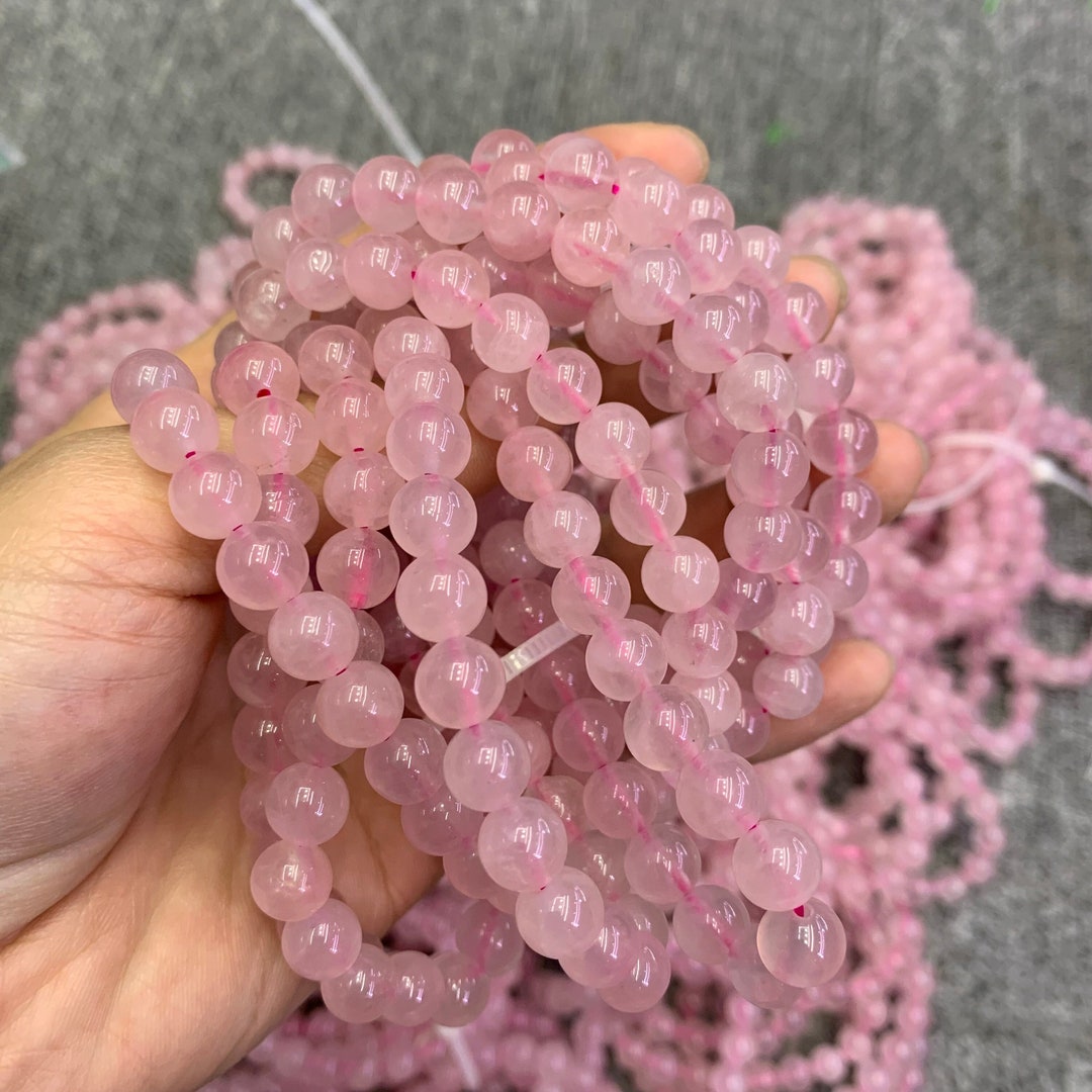 Natura Rose Quartz Round Bracelet 8mm Rose Color Gemstone Beads ...