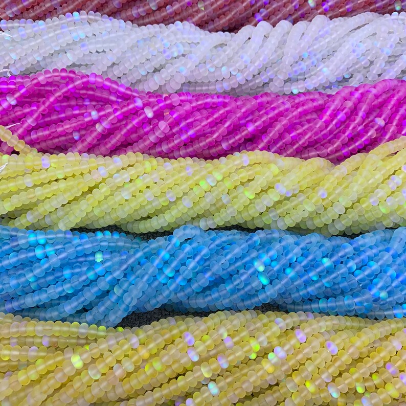 Multi Color Aura Crystal Rondelle Beads Aura Quartz Shiny Beads ...