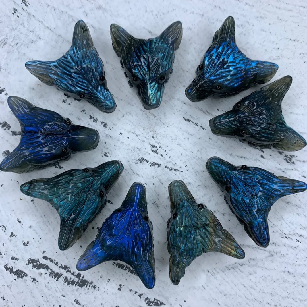 Labradorite Hand Carved Fox Head, Animal Head Pendant, Fox Head Jewelry ...