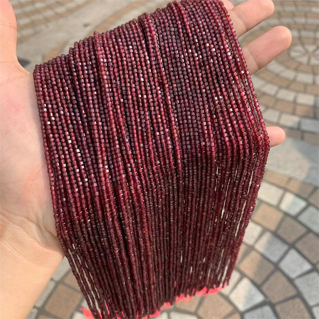 Natural Red Garnet Beads Micro Faceted Cube Beads 2.5mm Red Garnet ...