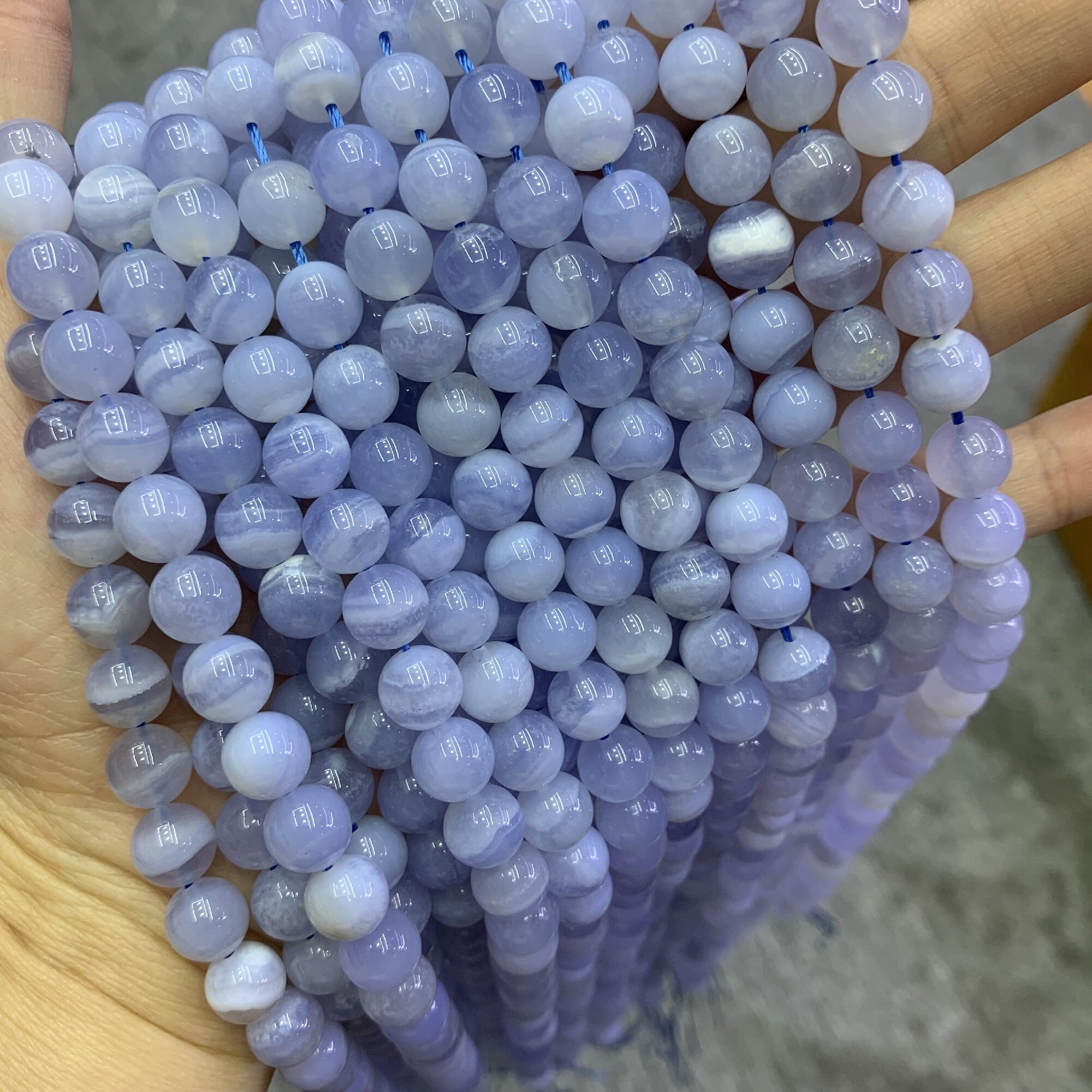 Natural Blue Lace Agate Beads 6mm 8mm 10mm Gemstone Round Blue Beads ...