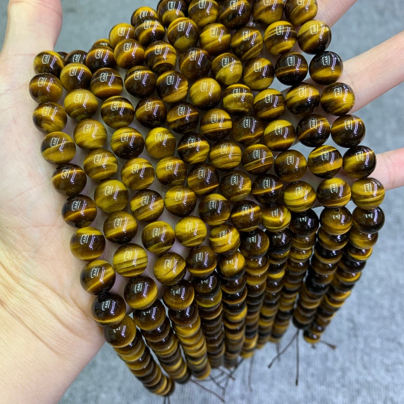Natural Yellow Tiger Eye Beads 6mm 8mm 10mm Gemstone Loose Beads Yellow ...
