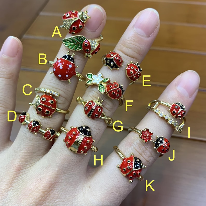 Enamel Ladybird Opening Rings Ladybug Rings Coccinella Septempunctata ...