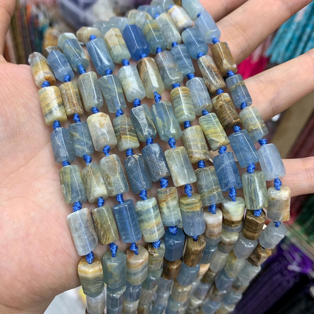 Natural Blue Aquatine Calcite Raw Cube Shape Gemstone Beads Rock Stone ...