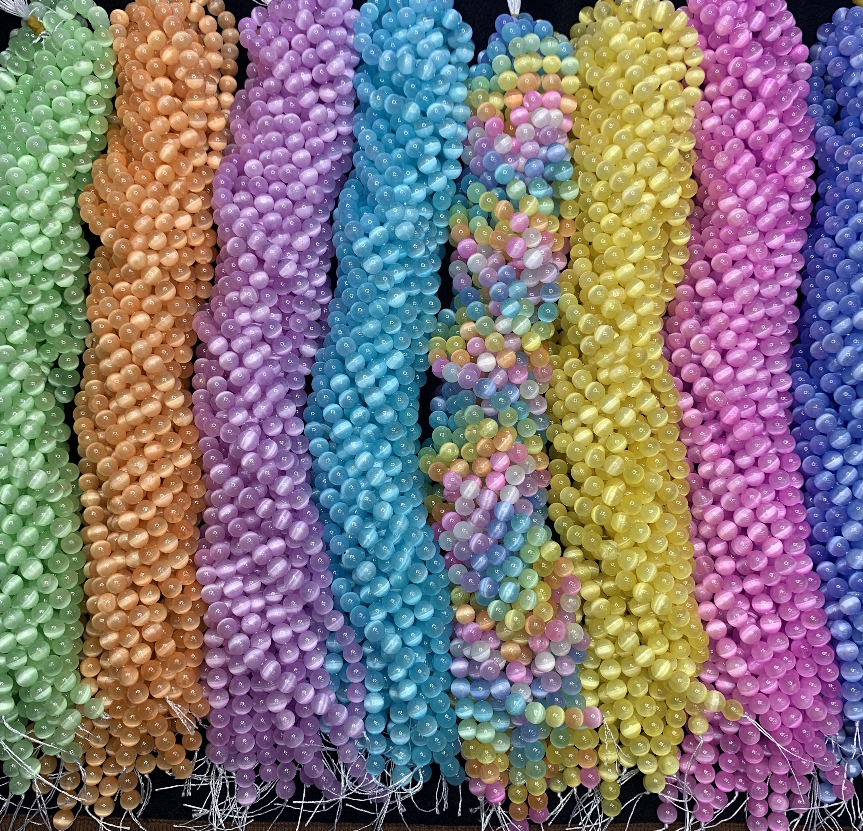 Natural Selenite Round Bead Selenite Loose Beads Gemstone Beads Rainbow ...