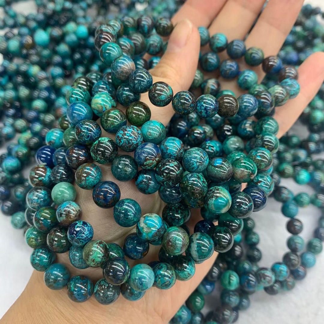 Natural Chrysocolla Round Bead 6mm 8mm 10mm Bracelet Gemstones Loose ...