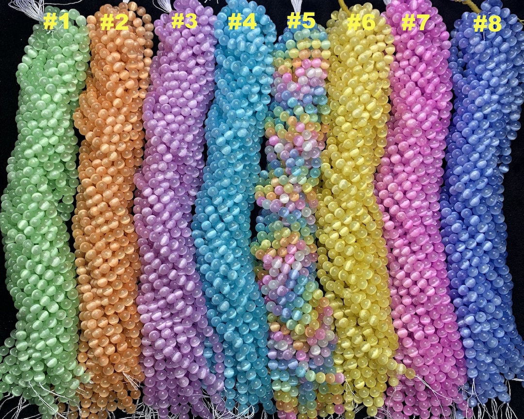 Natural Selenite Round Bead Selenite Loose Beads Gemstone Beads Rainbow ...