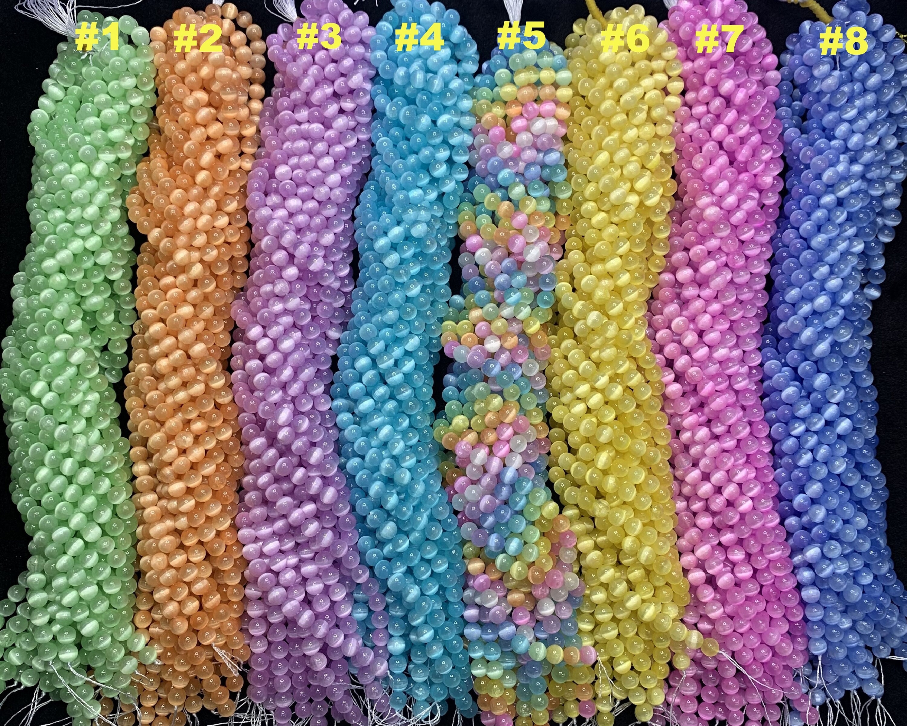 Natural Selenite Round Bead Selenite Loose Beads Gemstone Beads Rainbow ...