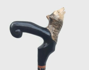 Wooden Cane Bat Carved Handle and Staff Wood Walking Stick - Etsy