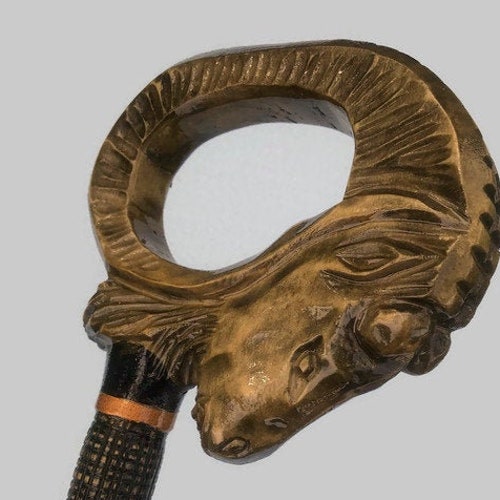 Wooden Cane Goat Carved Handle and Staff Wood Walking Stick - Etsy