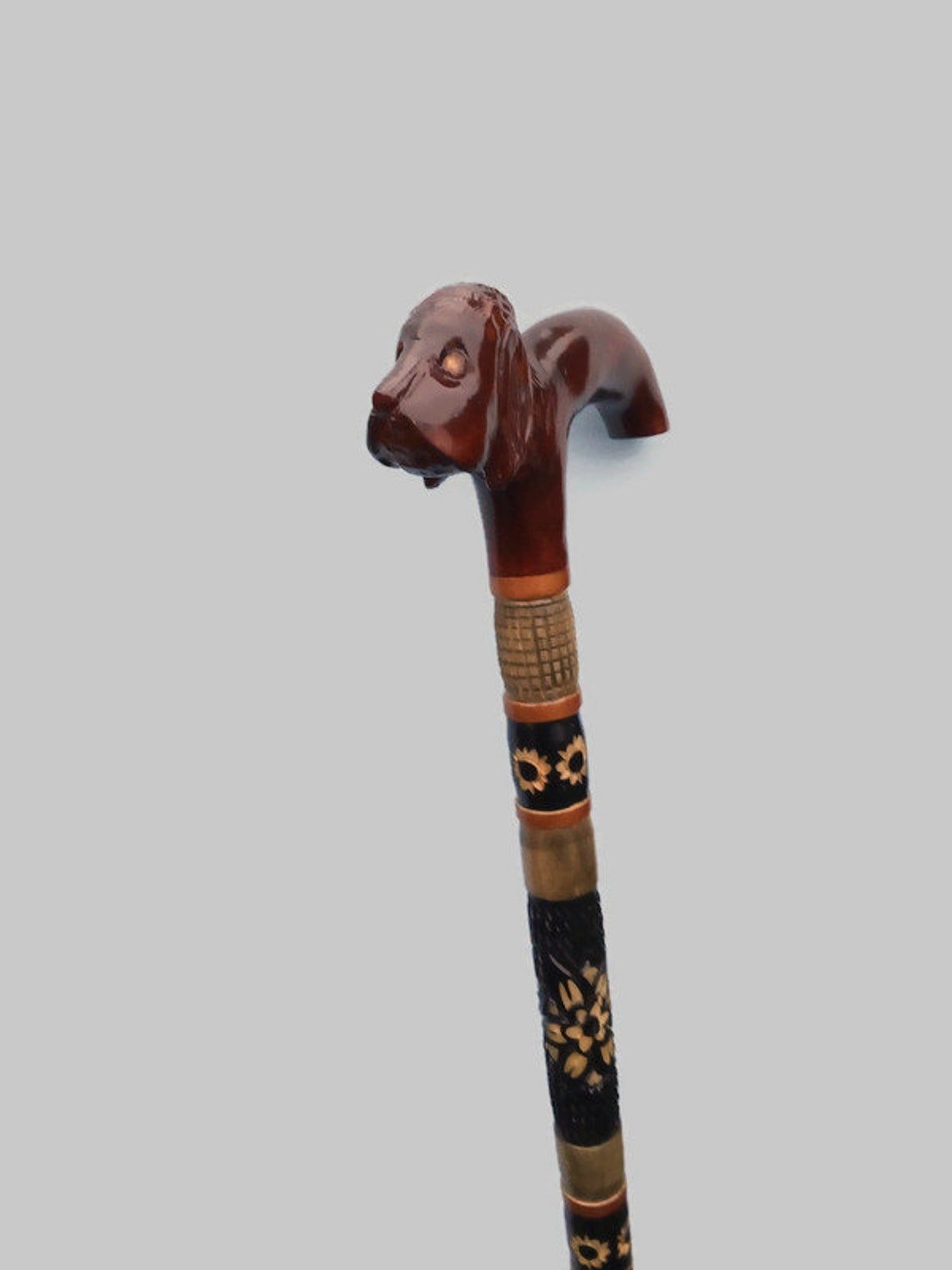 Wooden Cane Dog Carved Handle and Staff Wood Walking Stick | Etsy