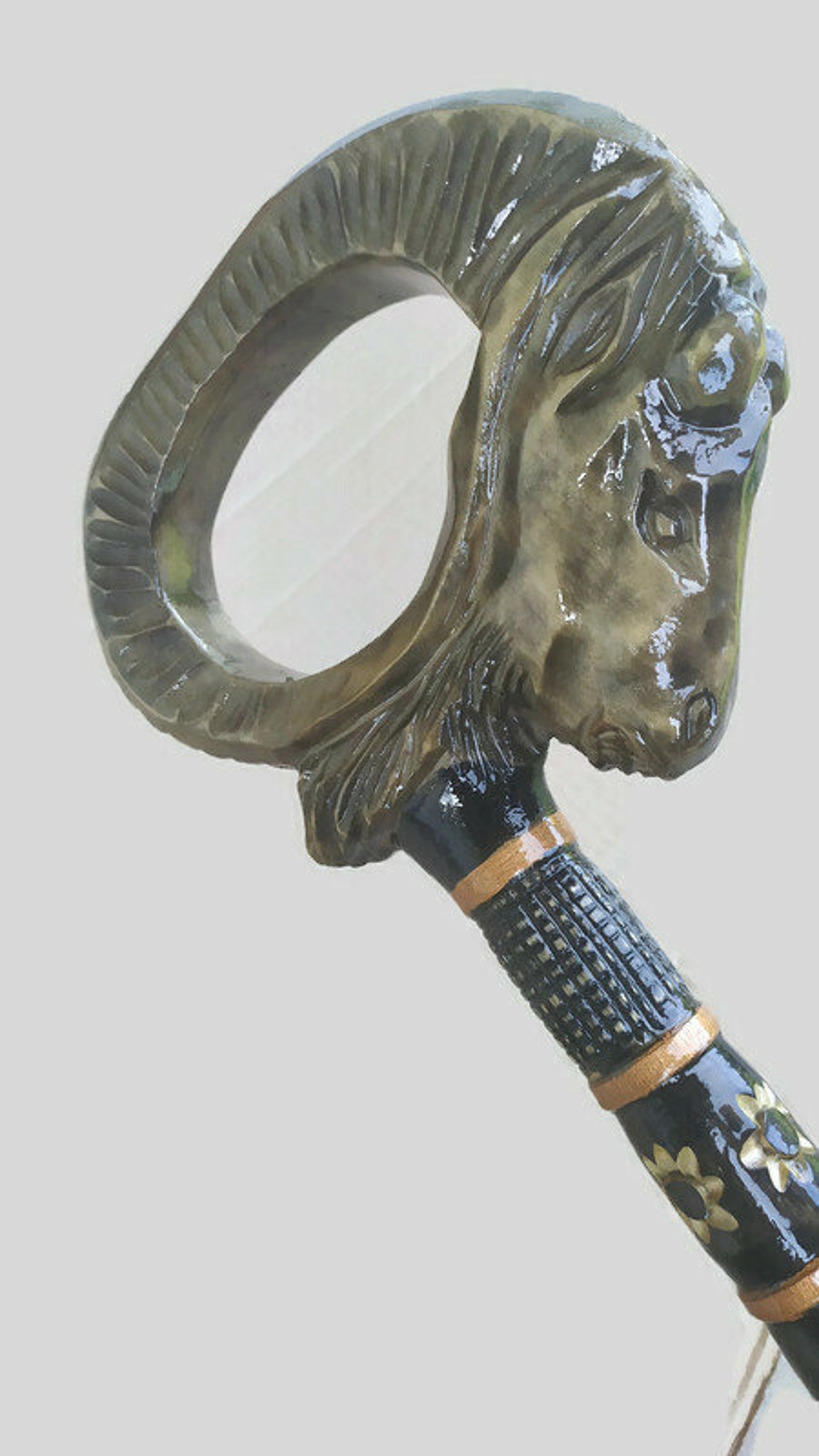 Wooden Cane Goat Carved Handle and Staff Wood Walking Stick - Etsy