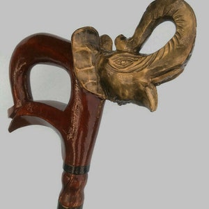 Wooden Cane Elephant Carved Handle and Staff Wood Walking Stick Hand ...