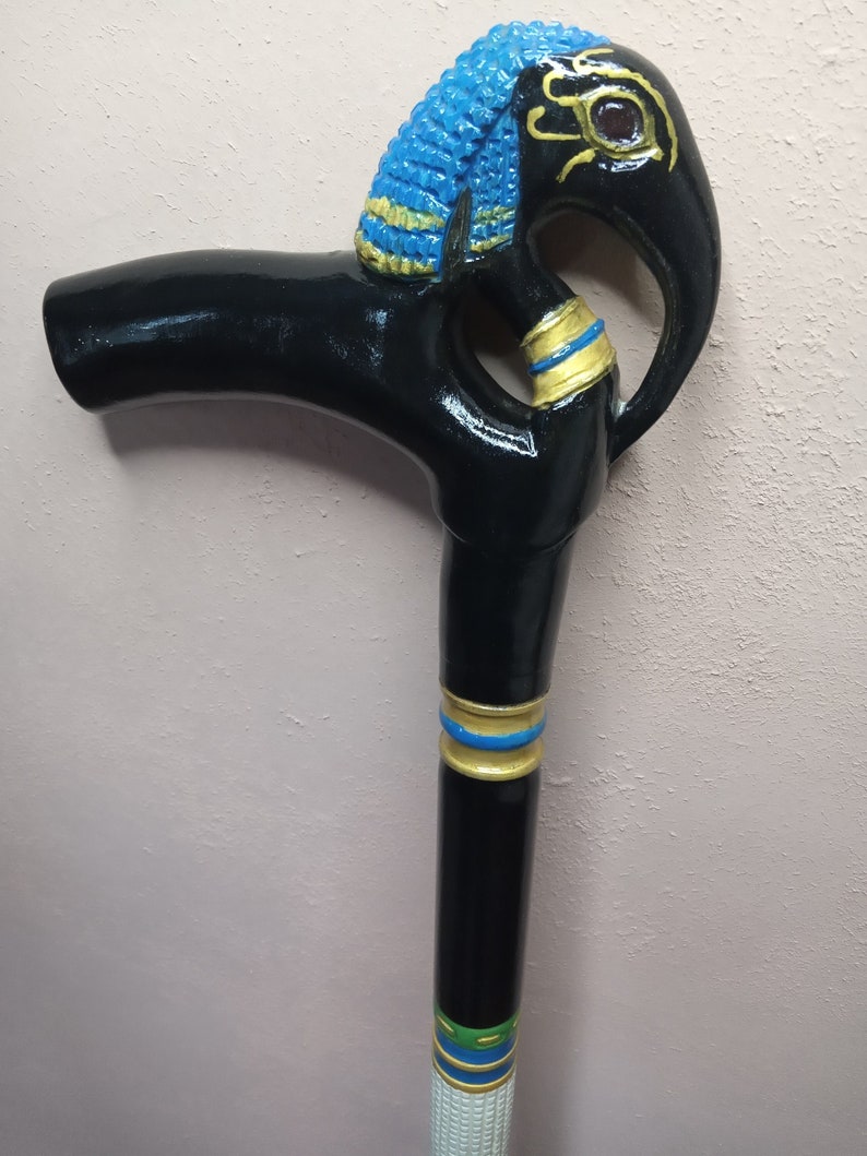 Ibis Bird Egyptian God. Walking Cane Unisex. Wood Walking Stick. Hand ...
