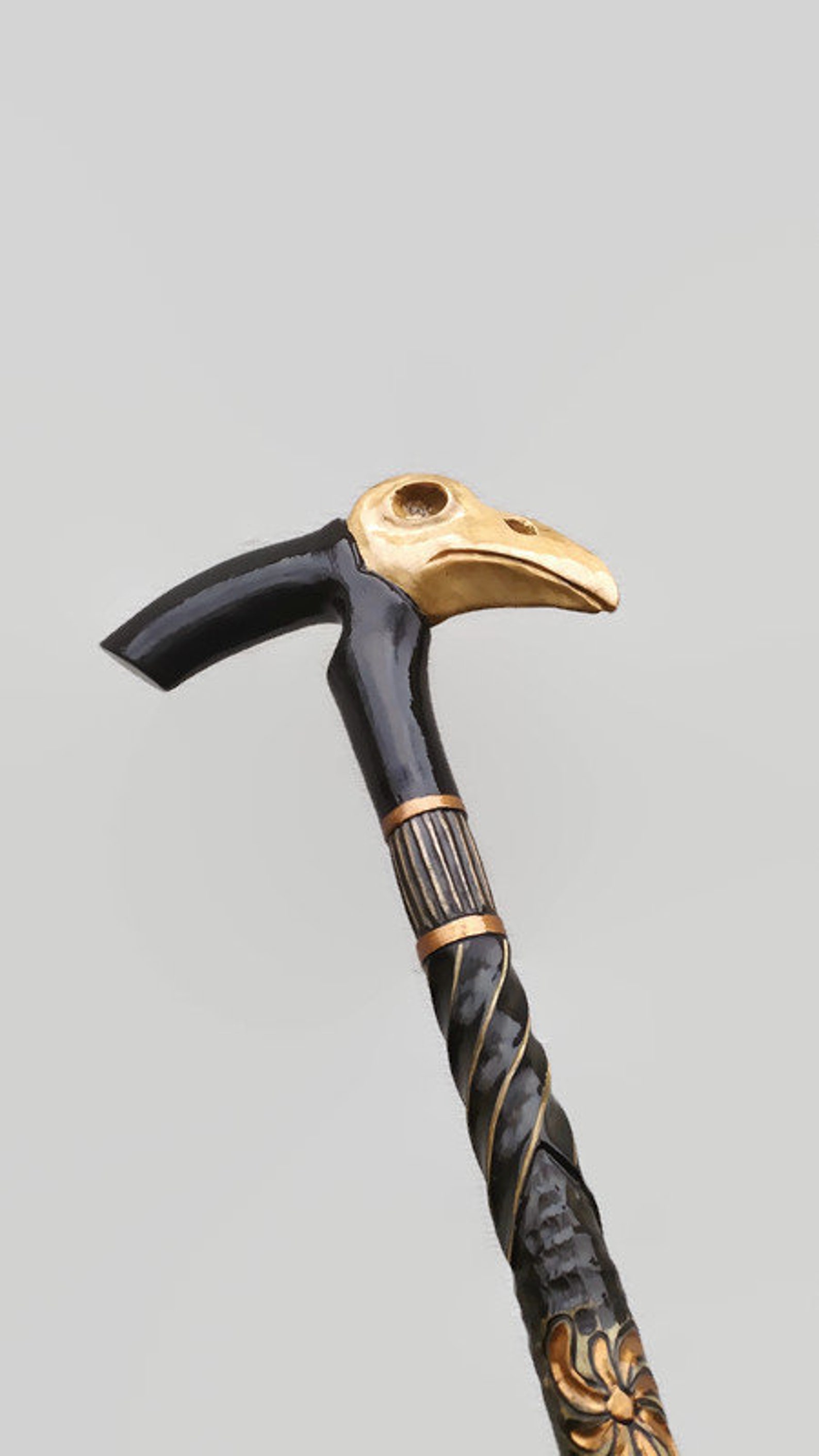 Wooden Cane Raven Skull Carved Handle and Staff Wood Walking - Etsy