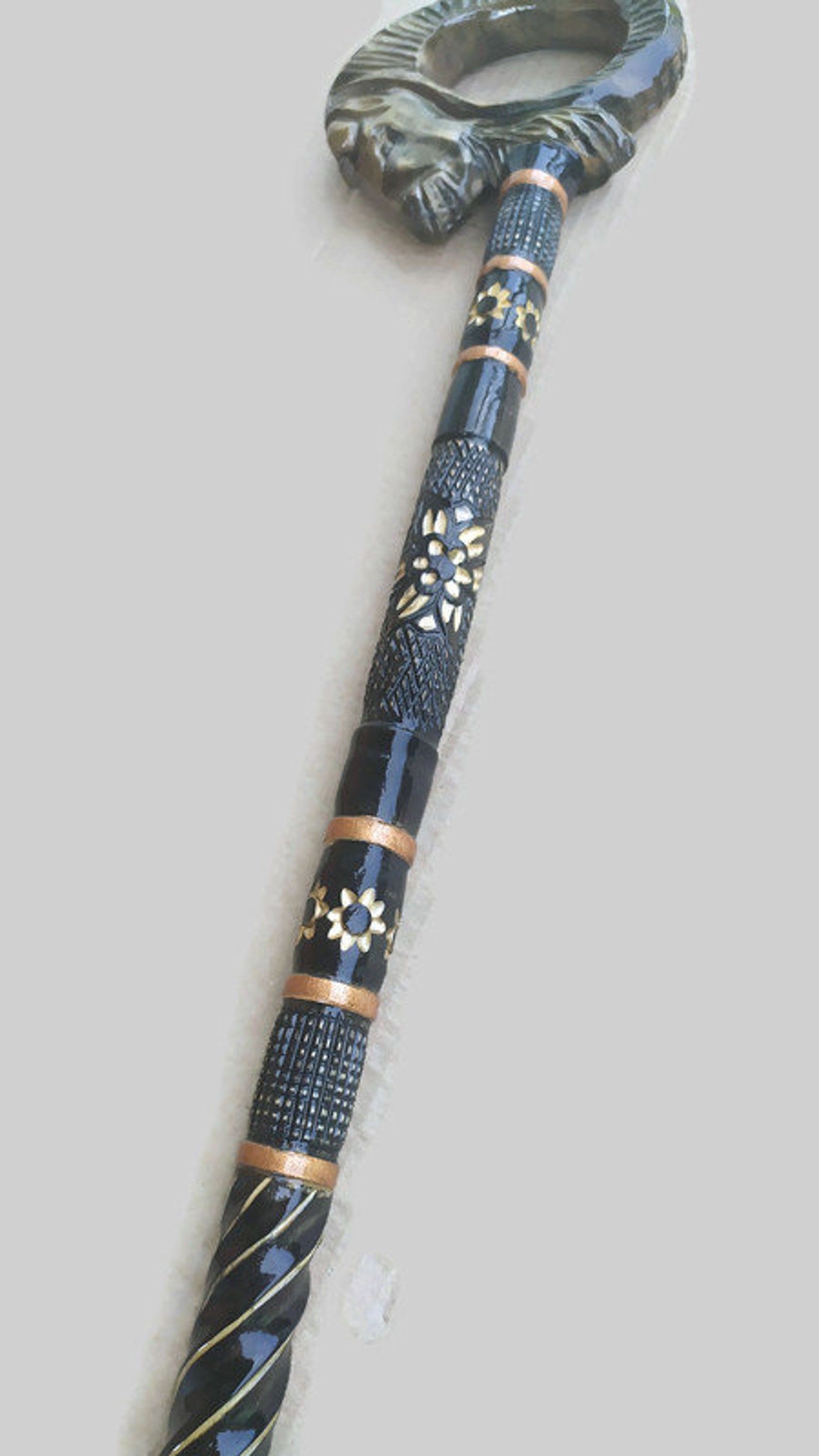 Wooden cane goat Carved handle and staff Wood walking stick | Etsy