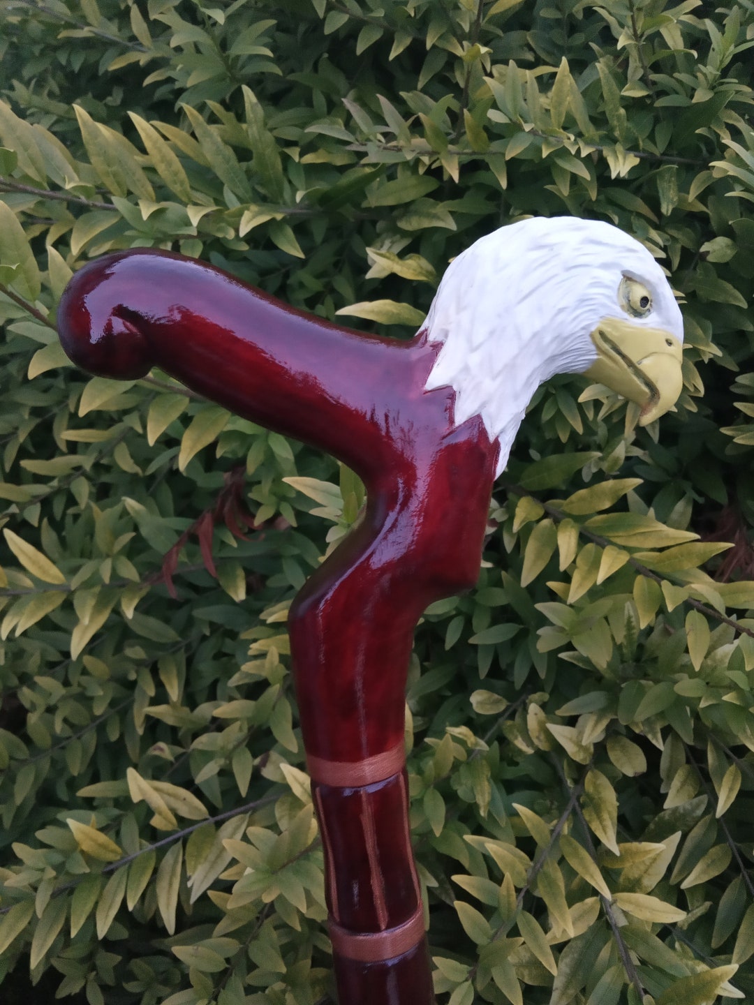 Eagle American Carved Walking Cane - Hand-carved Wooden Staff With ...