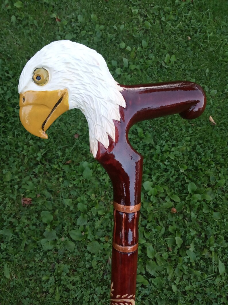 Eagle American Carved Walking Cane Hand-carved Wooden Staff - Etsy