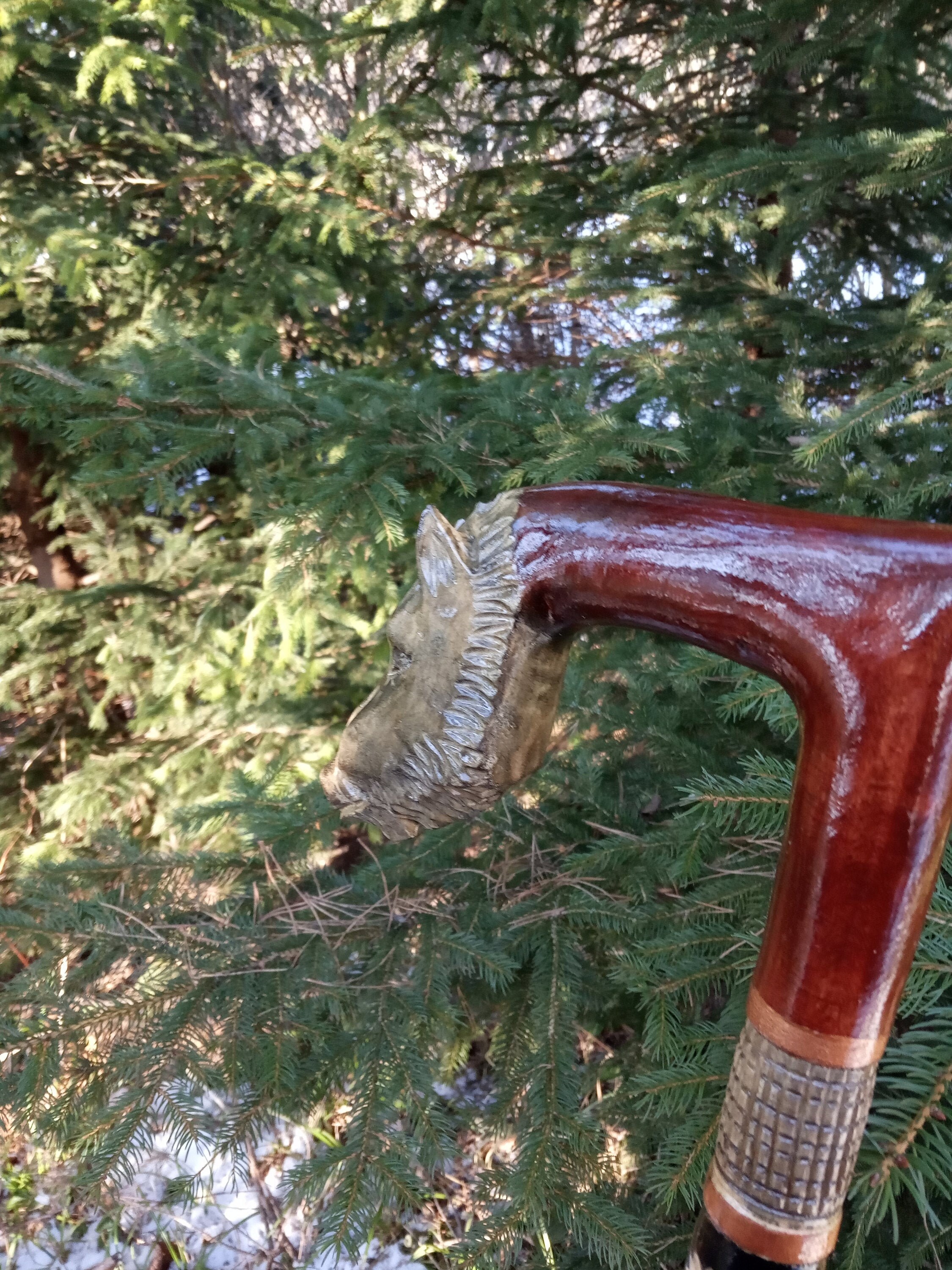 Wooden Cane Boar Carved Handle and Staff Wood Walking Stick - Etsy