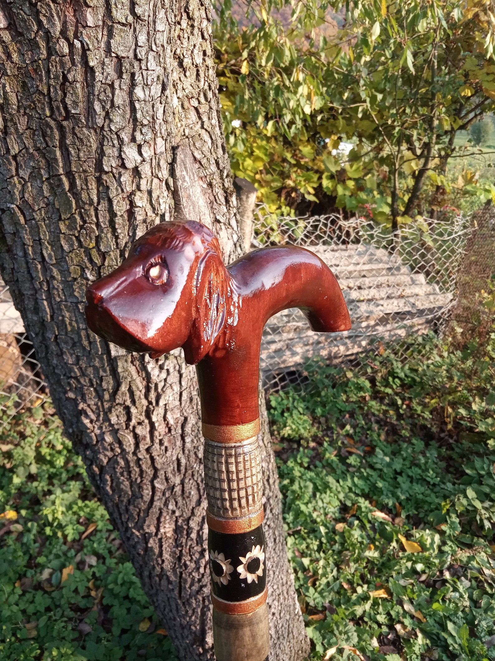 Wooden Cane Dog Carved Handle and Staff Wood Walking Stick | Etsy