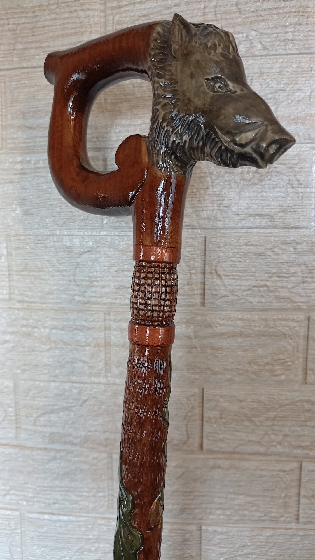 Wooden Cane Head Boar Carved Handle and Staff Wood Walking Stick - Etsy