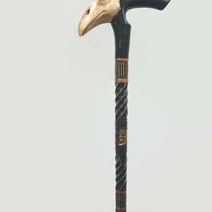 Wooden Cane Raven Skull Carved Handle and Staff Wood Walking - Etsy