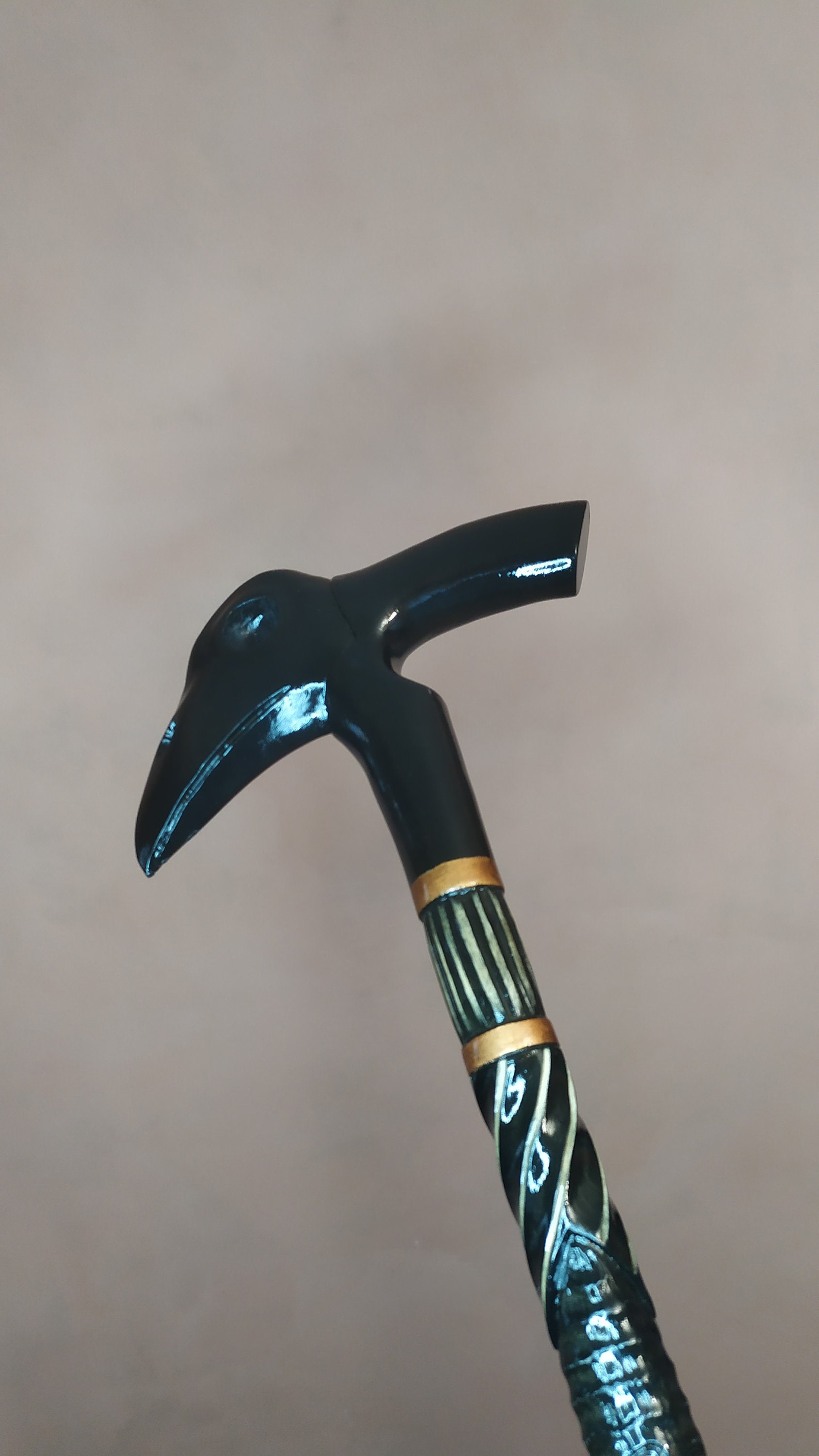 Raven Skull Cane Gothic Style. Walking Cane. Hand-carved Wooden Cane ...