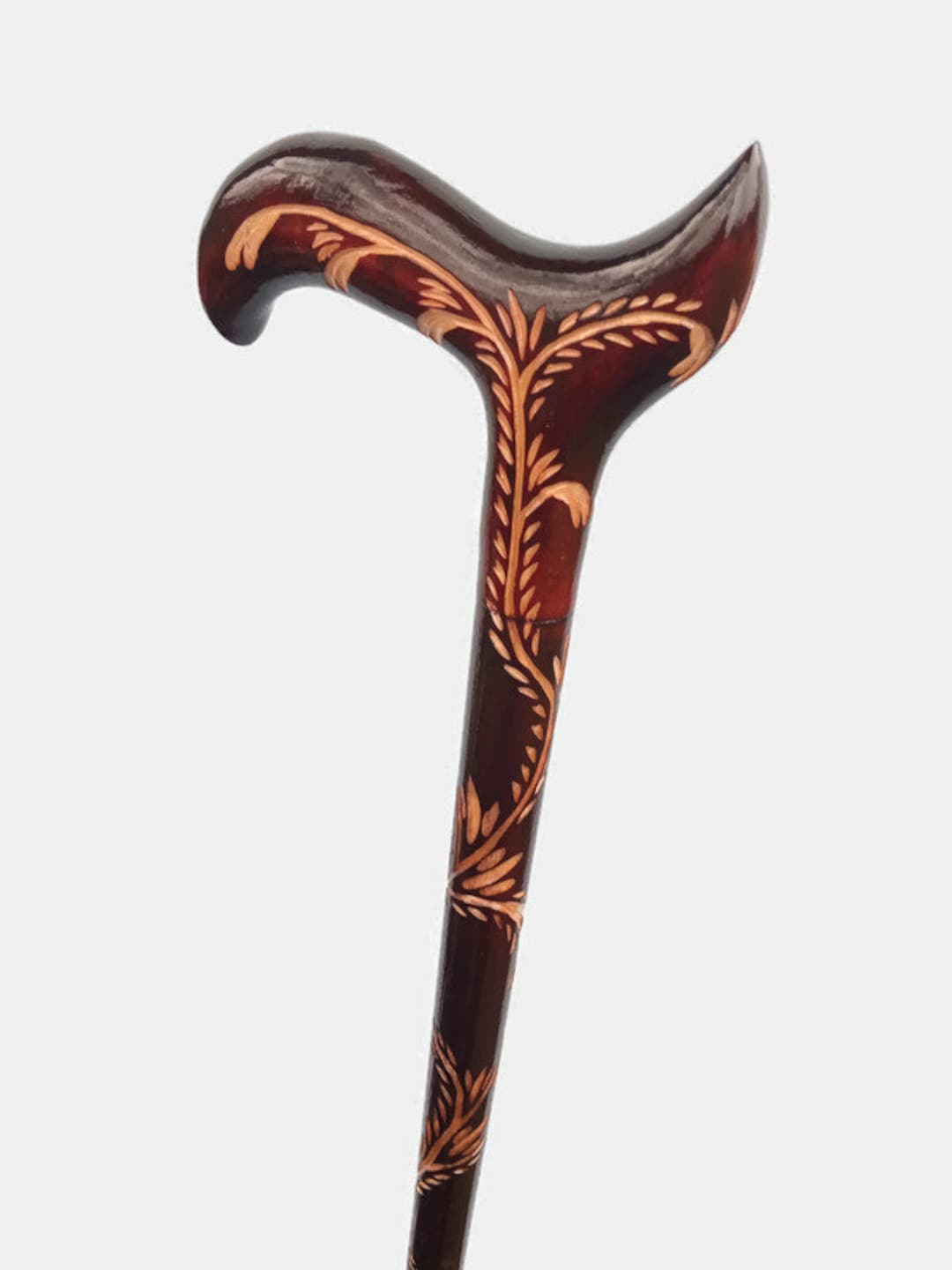 Wooden Cane for Women Carved Handle and Staff Wood Walking Stick Hand ...