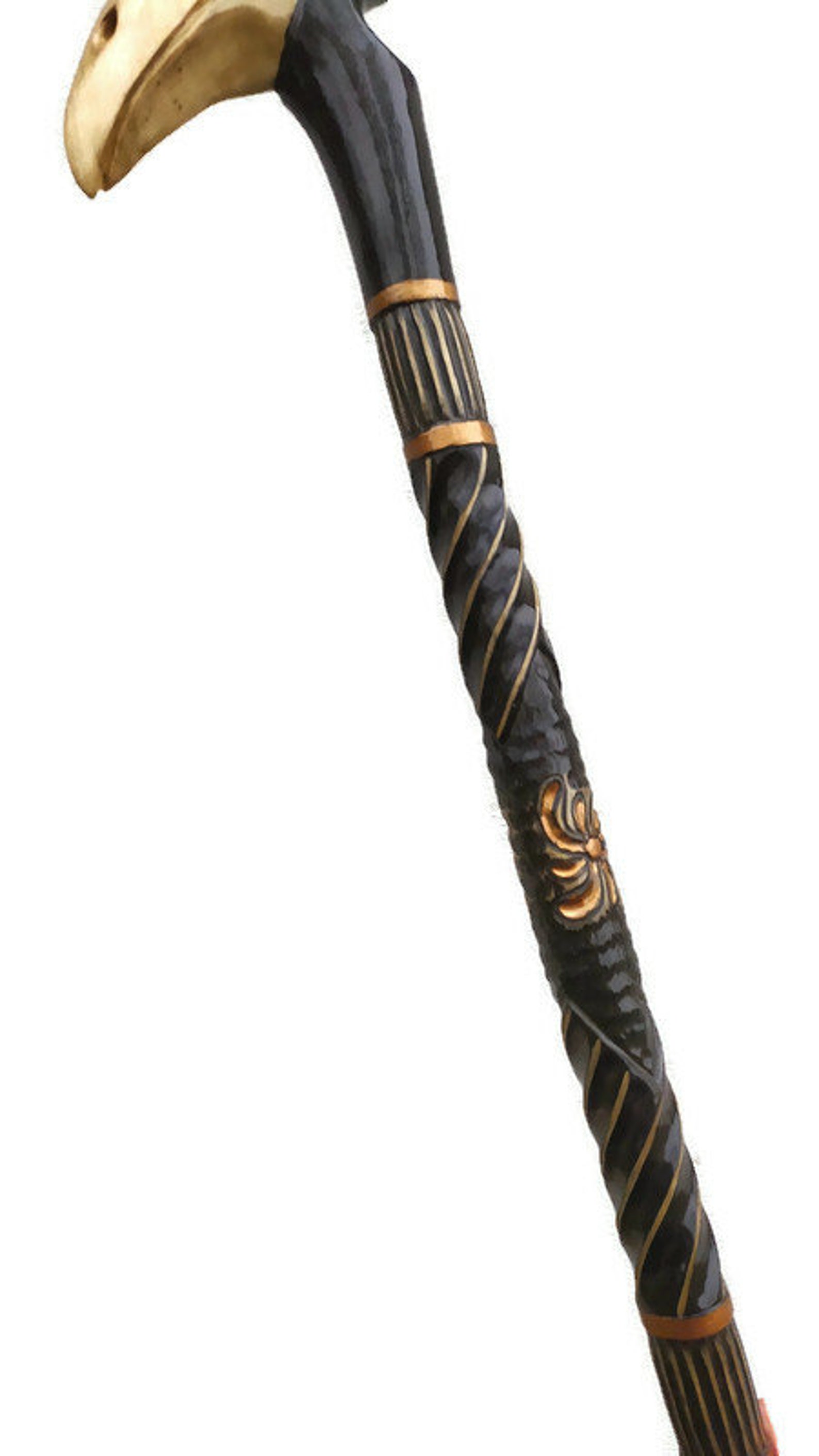 Wooden Cane Raven Skull Carved Handle and Staff Wood Walking - Etsy