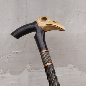 Wooden Cane Raven Skull Carved Handle and Staff Wood Walking - Etsy
